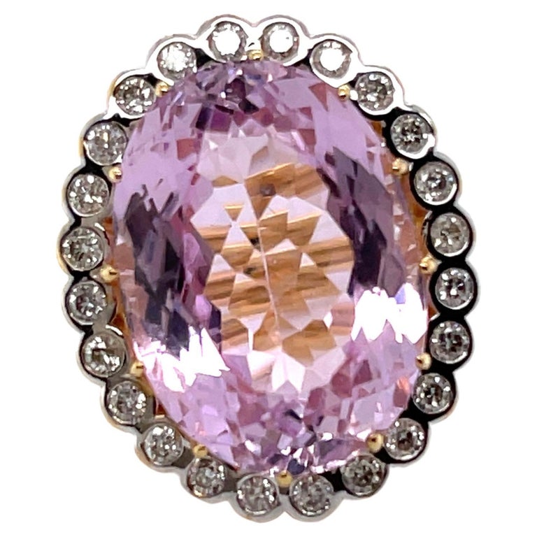 Customizable 18ct Yellow Gold Pink Violet Kunzite Spodumene and Diamond ...