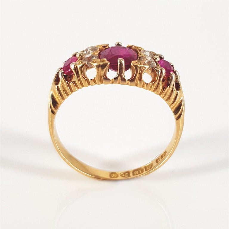 18ct Yellow Gold Ruby and Diamond Ring at 1stDibs
