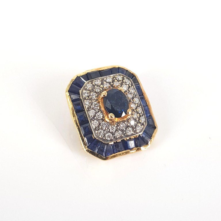 18 Ct Yellow Gold Sapphire and Diamond Pendant For Sale at 1stDibs