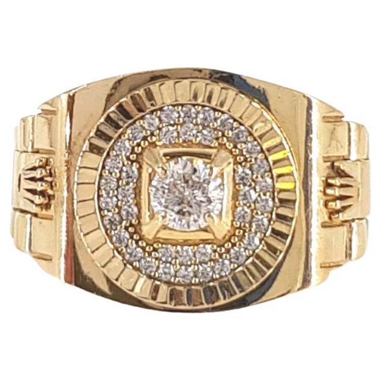 18ct Yellow Gold Unique Gents Ring For Sale at 1stDibs