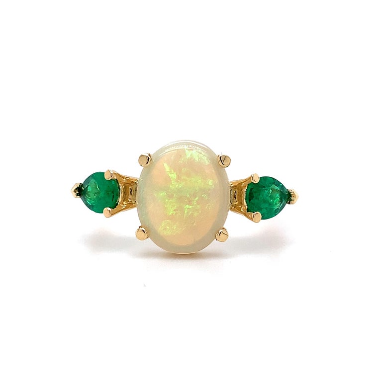 18K 1.76ct Opal and Emerald Ring For Sale at 1stDibs