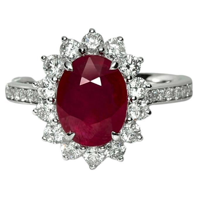 18k 3.15ct Pigeon Blood Red Ruby&Diamond Antique Art Deco Style ...