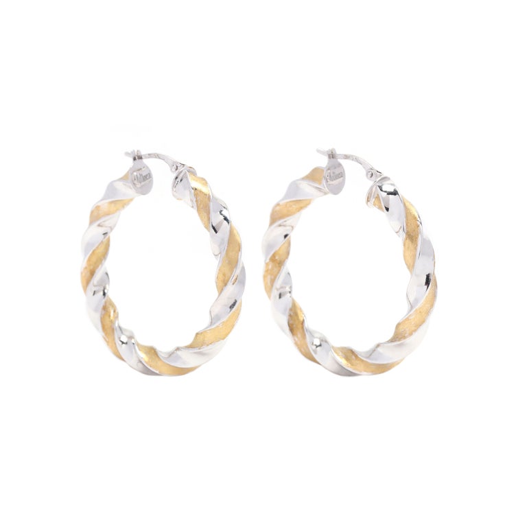 18K 2Tone Twist Hoops at 1stDibs
