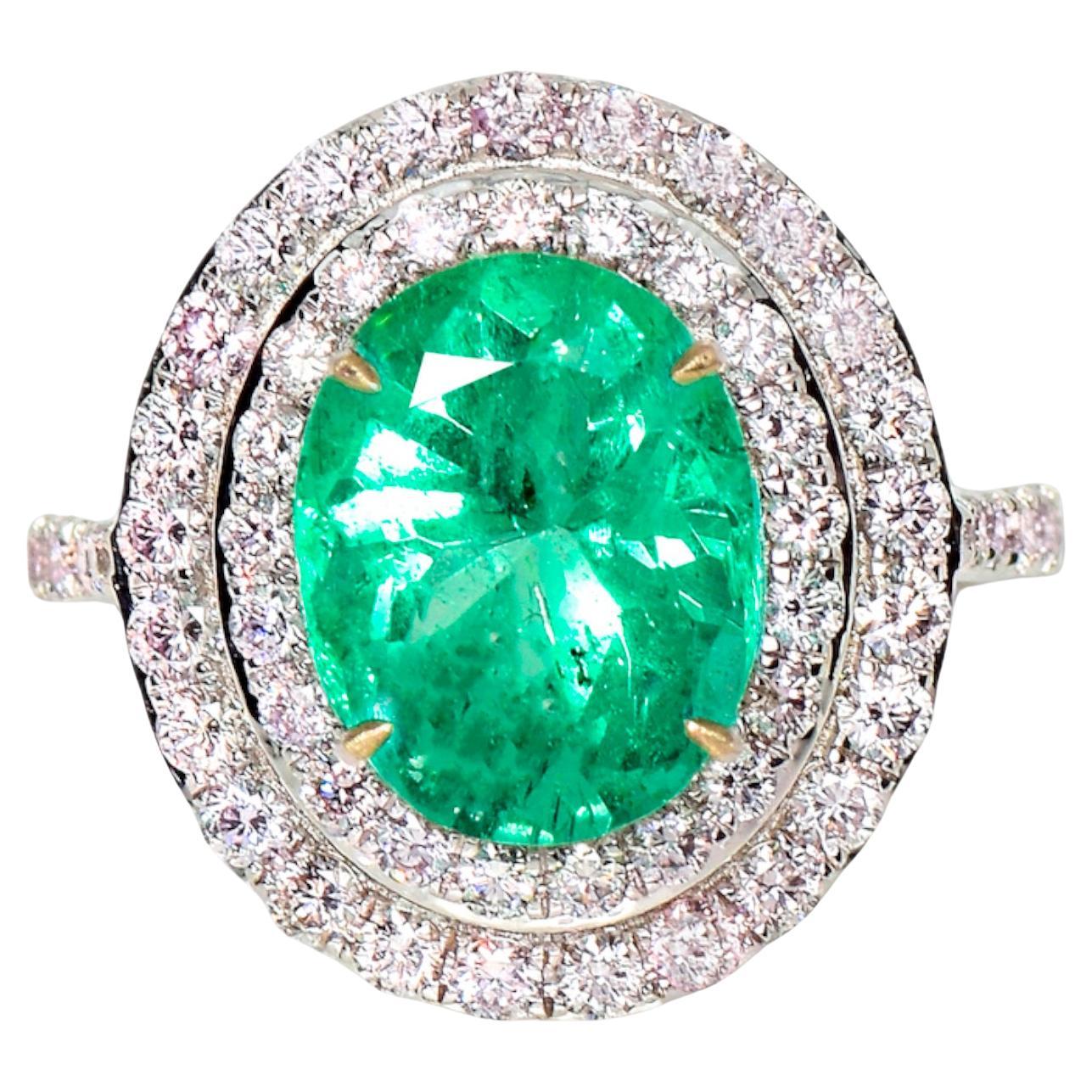 IGI 18K 3.78 CT Natural Rarest No Oil Emerald Antique Art Deco ...