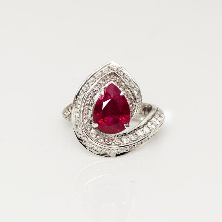 18k 3.15ct Pigeon Blood Red Ruby&Diamond Antique Art Deco Style ...