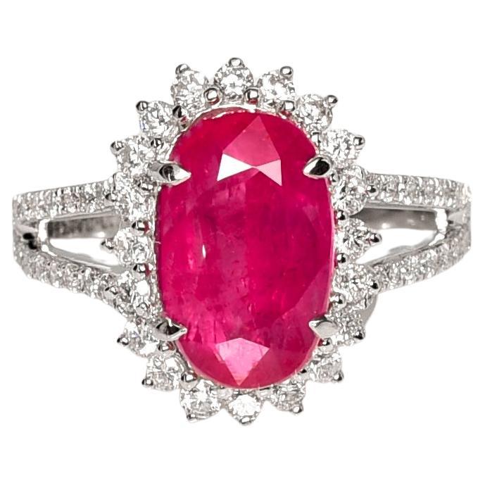 ICA 18k Gold 1.00ct Deep Red Triangular Ruby and Diamond Cocktail ...