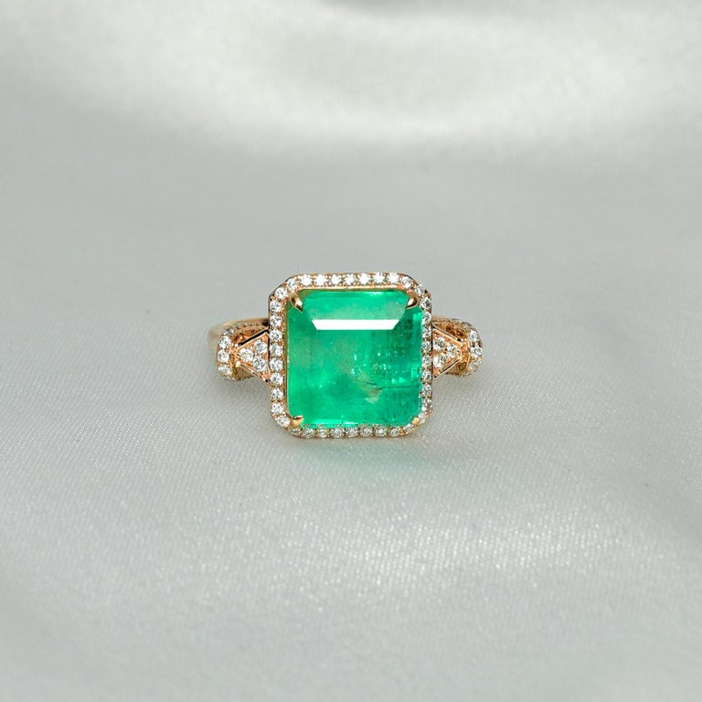 IGI 18k 6.38 Carat Colombia Emerald&Diamond Antique Art Deco Engagement ...