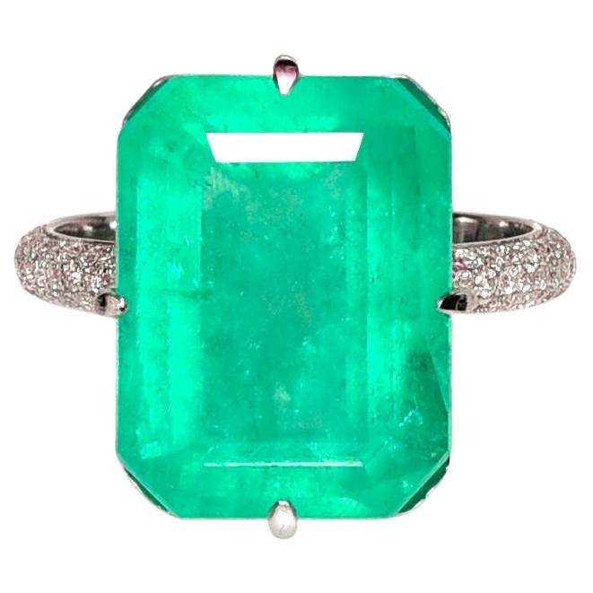 Colombian Emerald Diamond Art Deco Style Engagement Style Ring For Sale ...