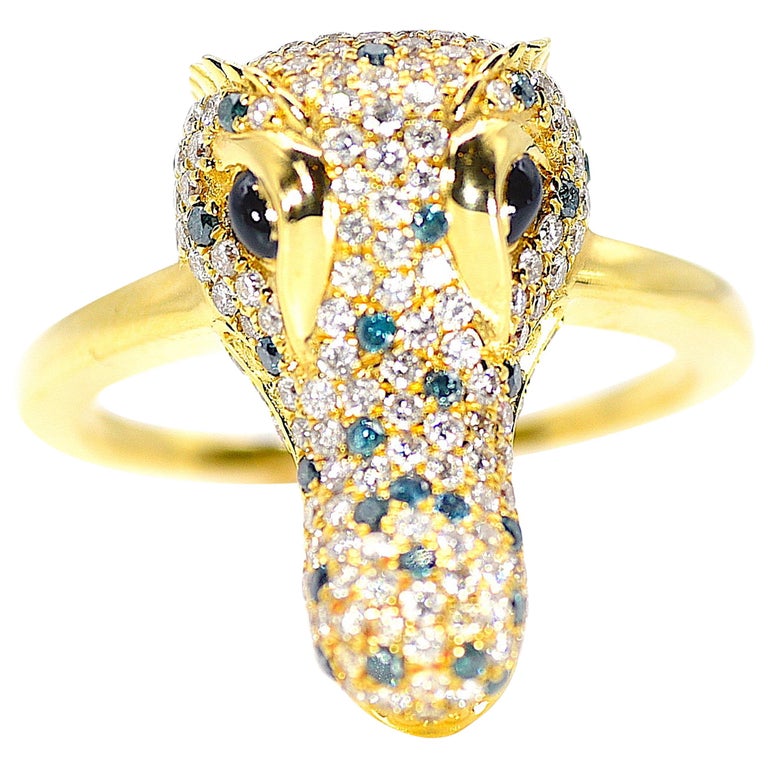 18 Karat Alligator Diamond Statement Ring For Sale at 1stdibs