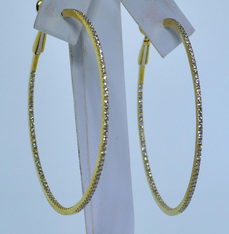 18 Karat and Diamond Large Hoops For Sale at 1stDibs