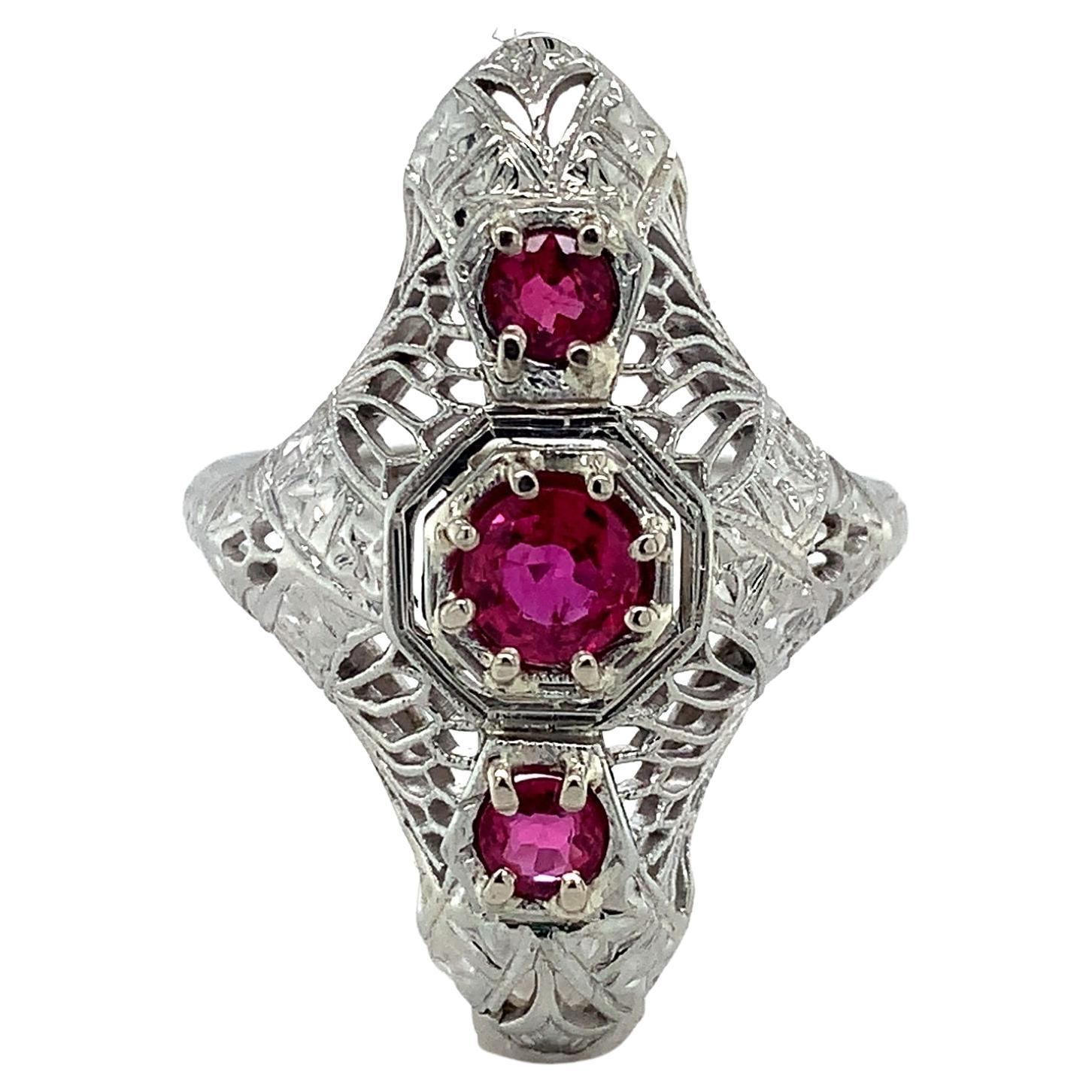 Antique Deco Diamond Ring 18 Karat Gold Filigree Long Shield Dinner ...