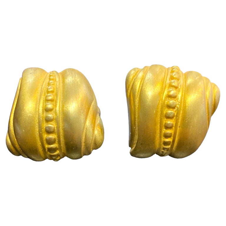 18K Barry Kieselstein-Cord Swirl Shell Earrings Signature 1981 Vintage ...