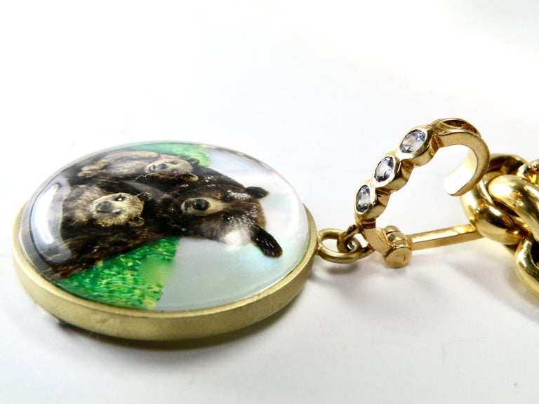 18K Black Bear Reverse Crystal Pendant with Sapphire Bail For Sale at ...