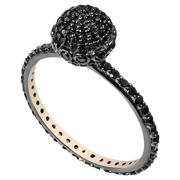 18k black gold eternity ring with black diamonds For Sale at 1stDibs
