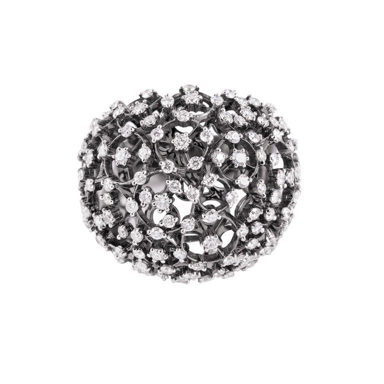 Customizable 18k Burnished Gold and White Diamonds Dome Ring For Sale ...
