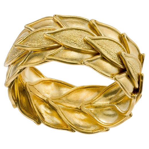 18K Byzantine Gold Laurel Ring For Sale at 1stDibs