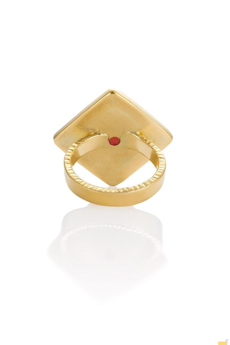18k Carnival Carnelian Ring with Brown Diamonds For Sale at 1stDibs