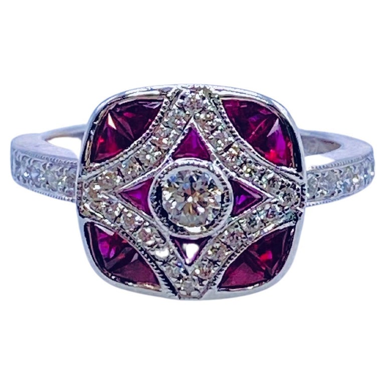 Custom Ruby and Diamond White Gold Ring For Sale at 1stDibs