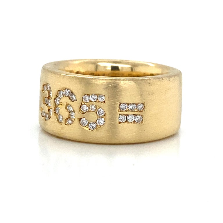 18k Diamond '365' Wide Band Yellow Gold For Sale at 1stDibs