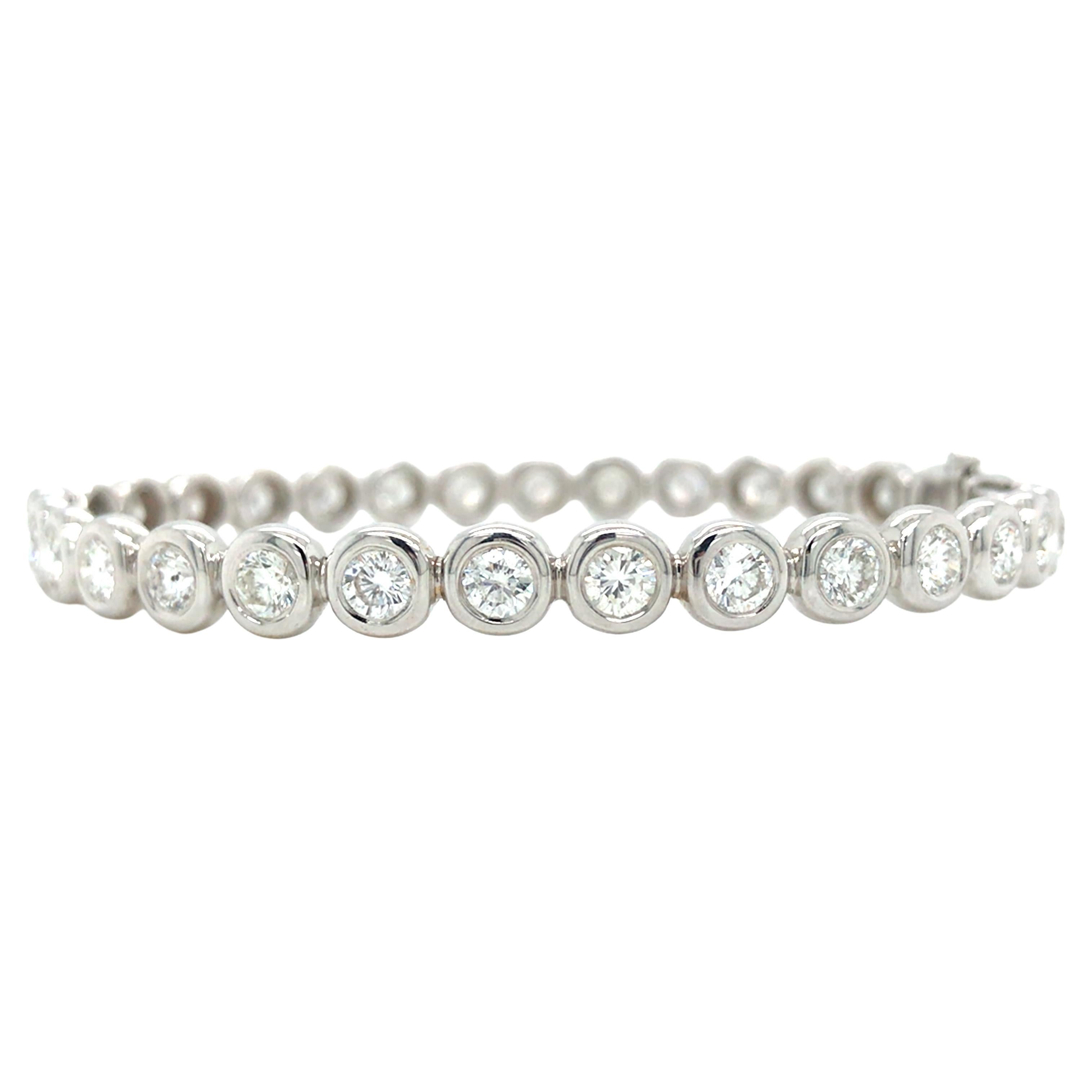 Rosette Diamond White Gold Bangle Bracelet For Sale (Free Shipping) at 1stDibs