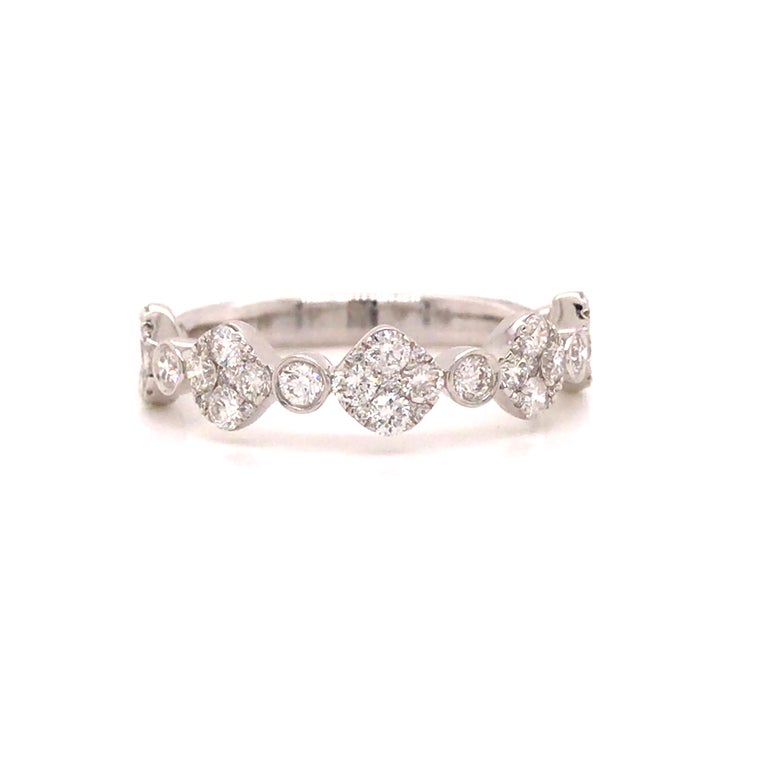 18K Diamond Cluster Band White Gold at 1stDibs