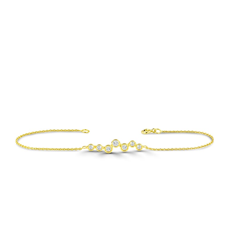 18K Gold Minimalist Unique Biamond Layering Bracelet Diamond Cluster ...