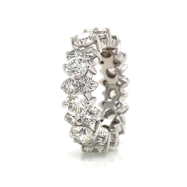 18k Diamond Cluster Eternity Band White Gold For Sale at 1stDibs
