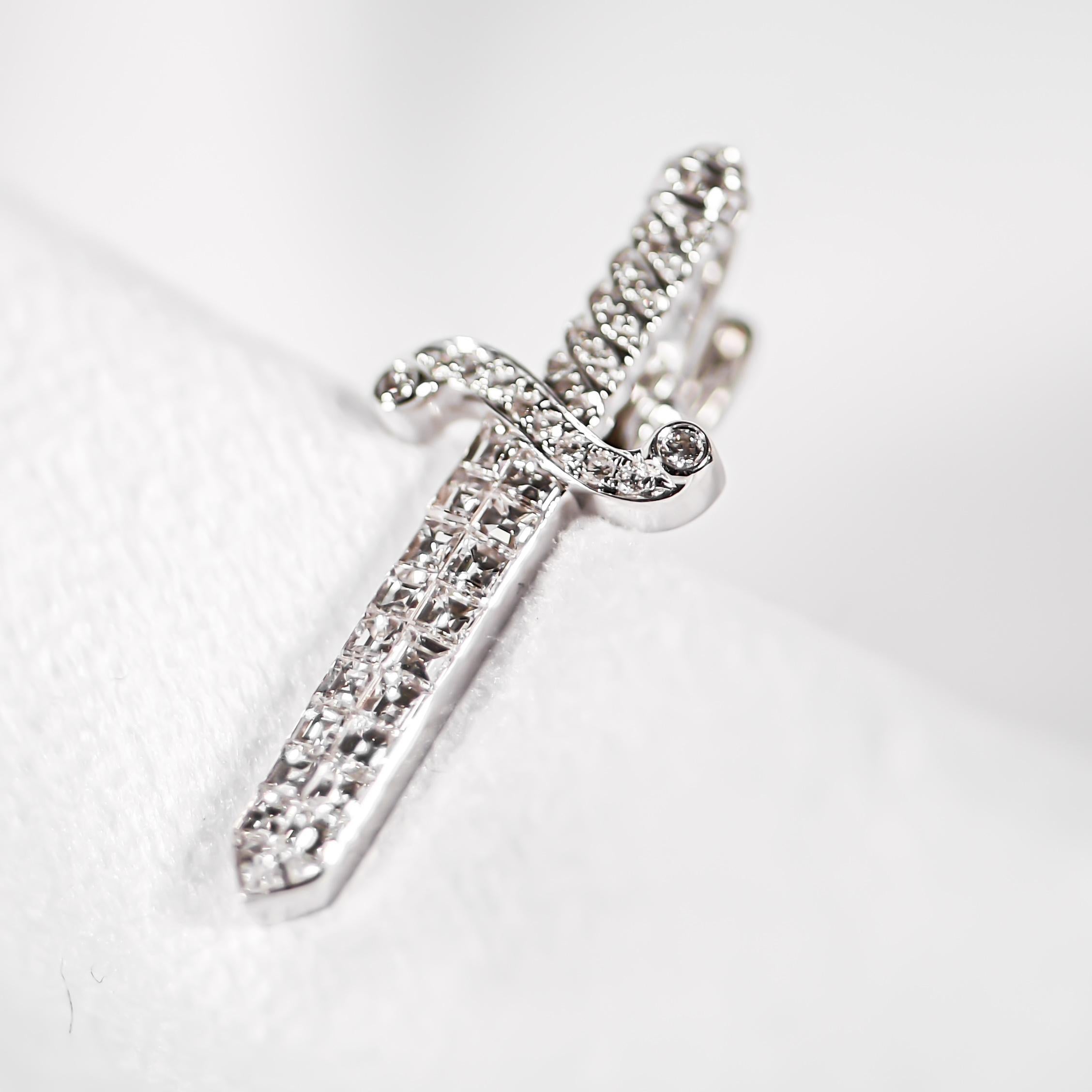 18K Diamond Encrusted Saber in Shield Tie Bar EGL Certified For Sale at ...