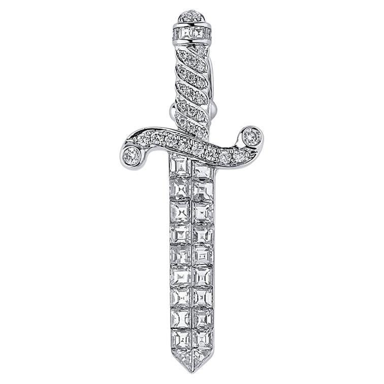 18K Diamond Encrusted Saber in Shield Tie Bar EGL Certified For Sale at ...