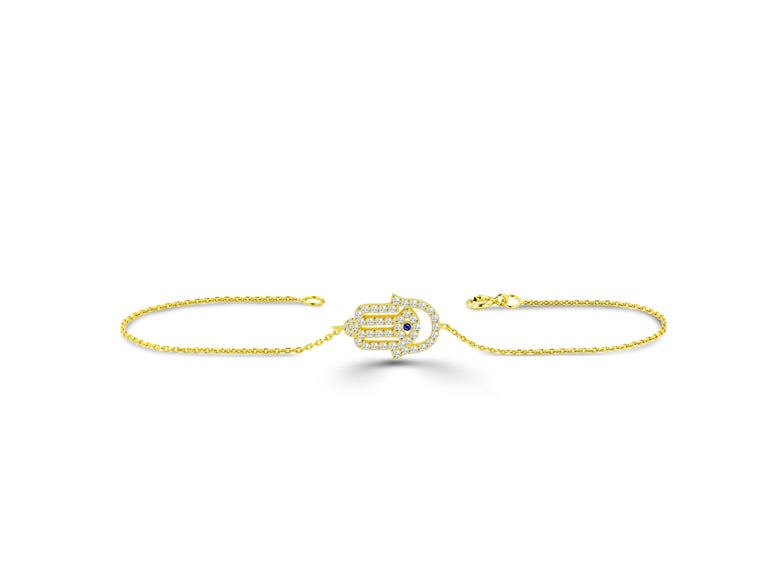 18K Gold Diamond Hamsa Hand Bracelet Hand of fatima diamond bracelet ...