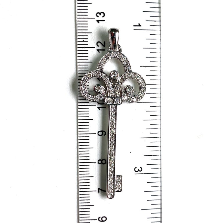 18k Diamond Key Pendant White Gold For Sale at 1stDibs