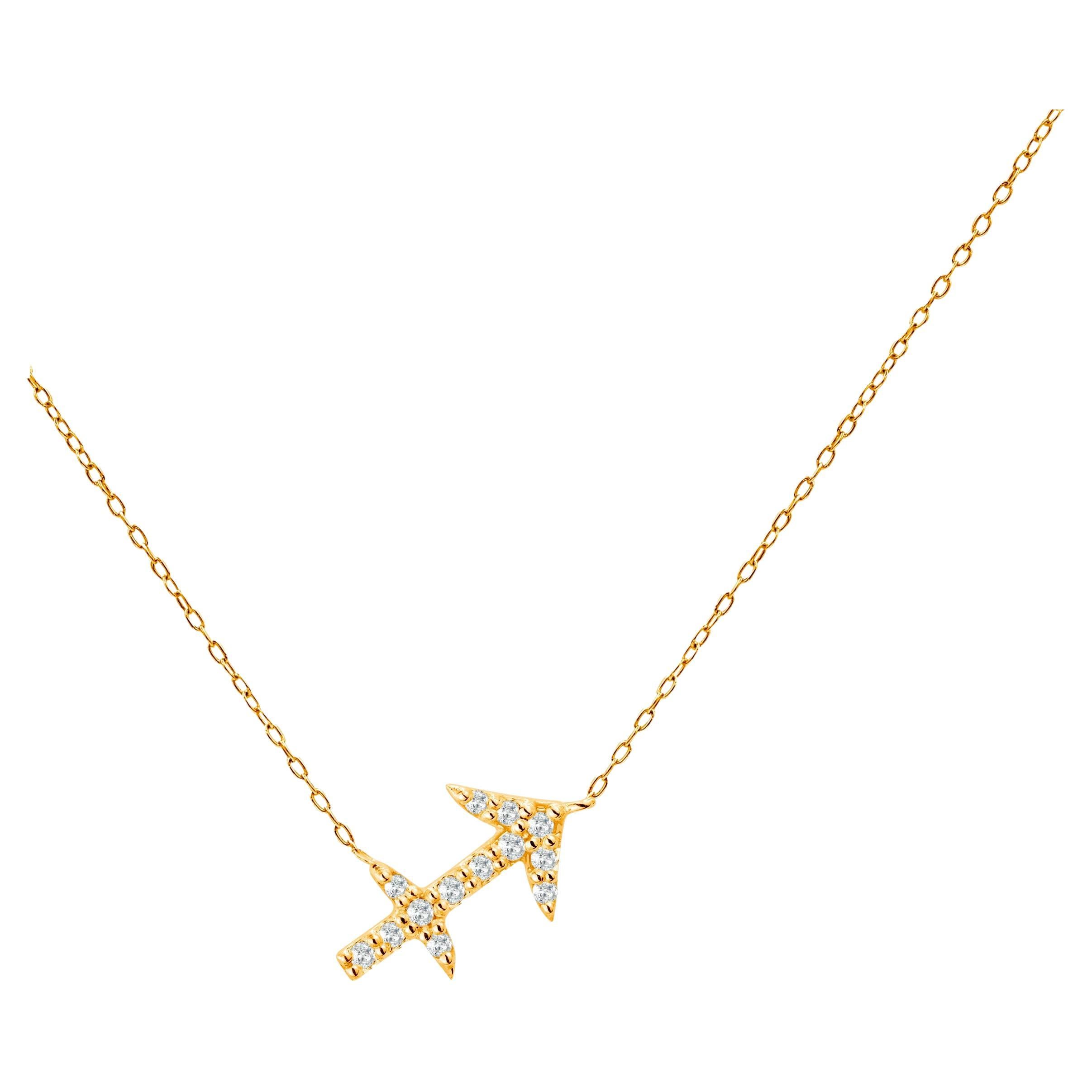 Toktam 18k Yellow Gold Zodiac Sign Sagittarius Diamond Necklace For ...