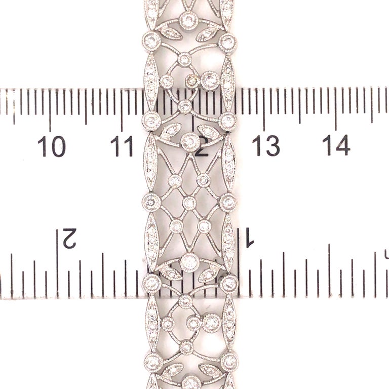 18K Diamond Open Weave Bracelet White Gold For Sale at 1stDibs