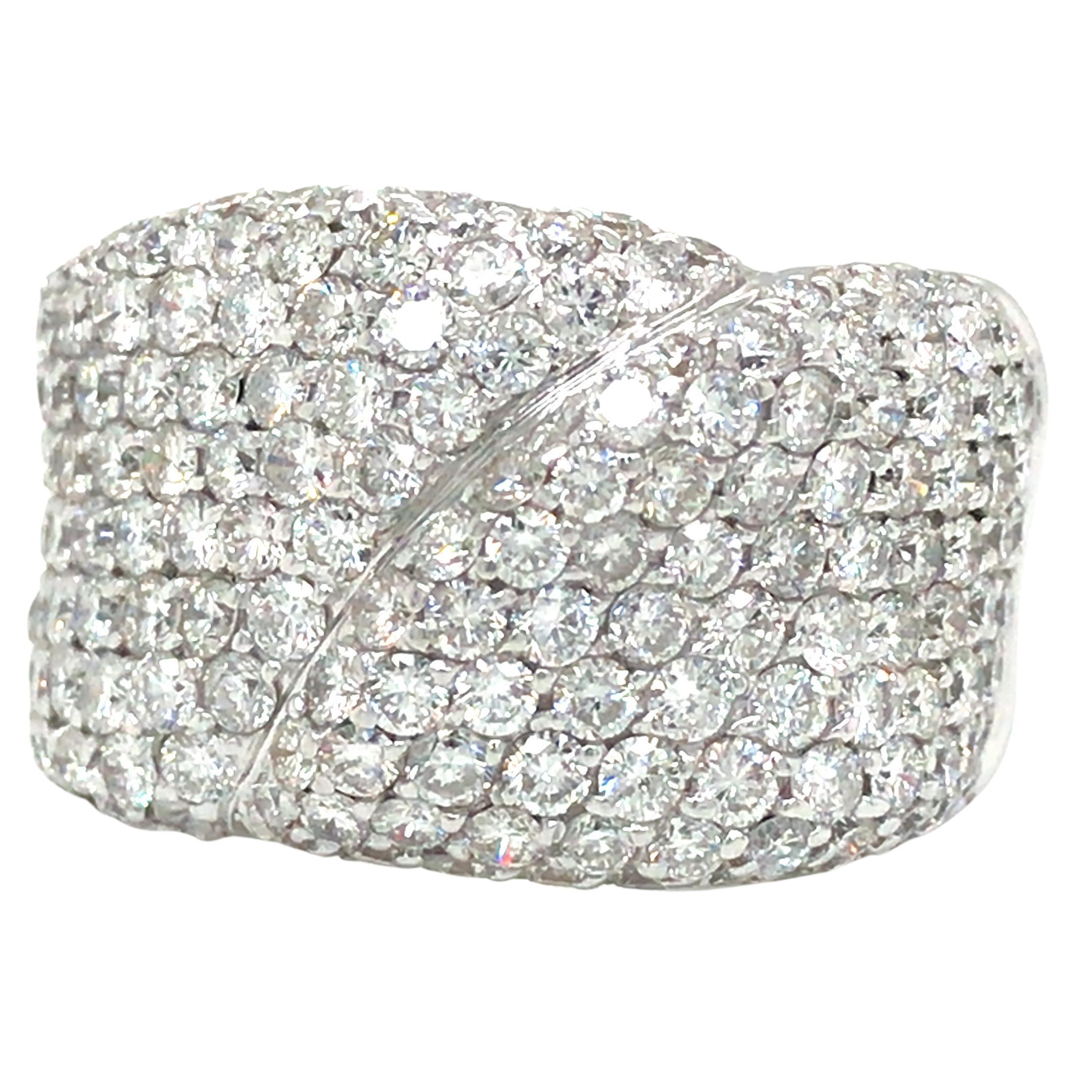 Stunning White Gold Pave Diamond Wide Band Ring at 1stDibs | pave wide ...
