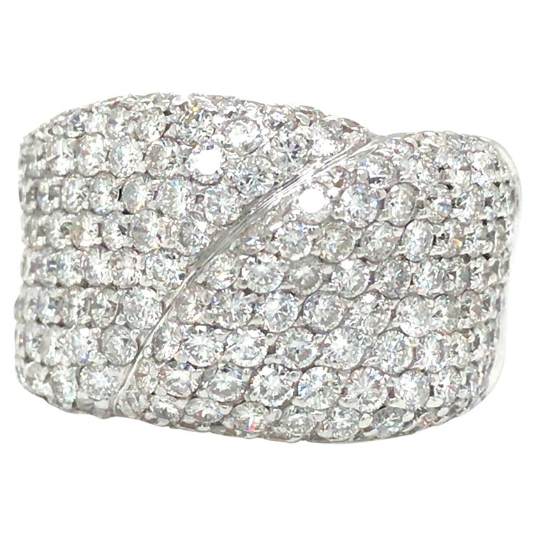 18K Diamond Wide Twist Pave Band White Gold For Sale at 1stDibs