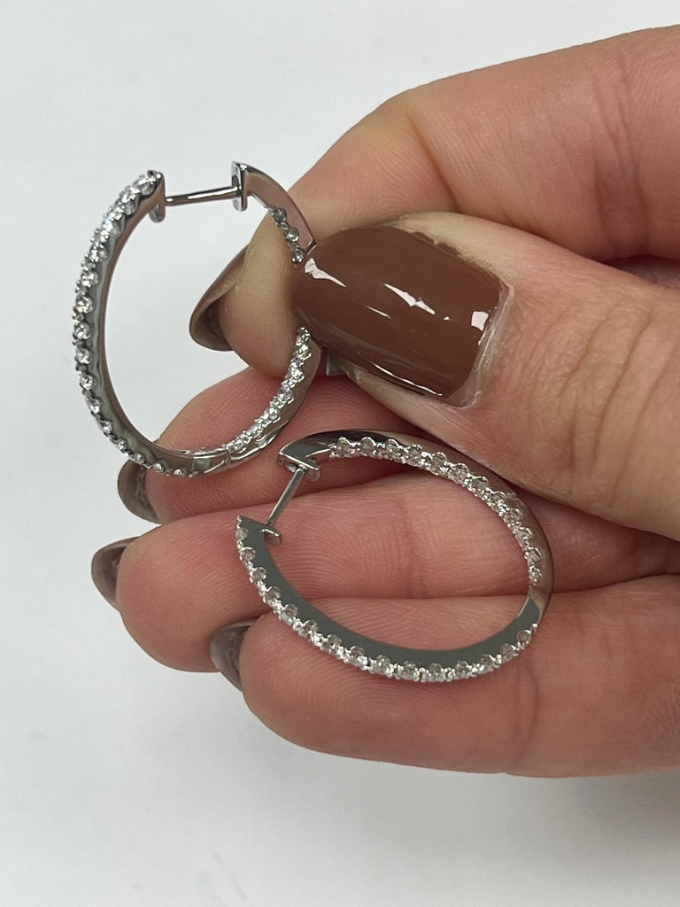 18K Diamonds Inside and Out Hoop Earrings For Sale at 1stDibs