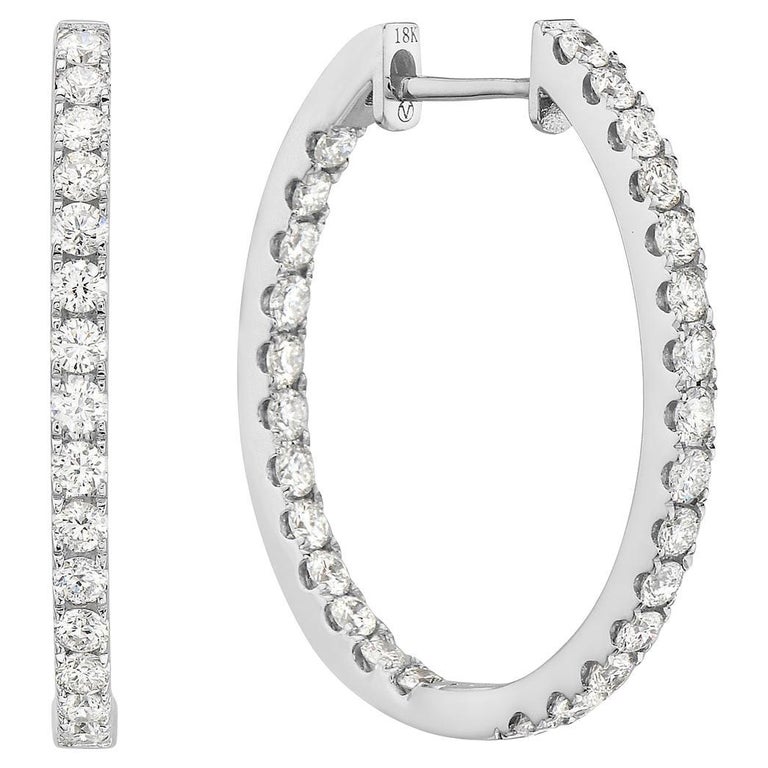18K Diamonds Inside and Out Hoop Earrings For Sale at 1stDibs