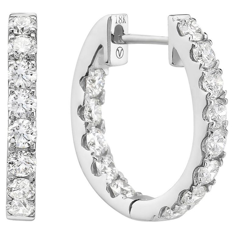 18K Diamonds Inside and Out Hoop Earrings For Sale at 1stDibs