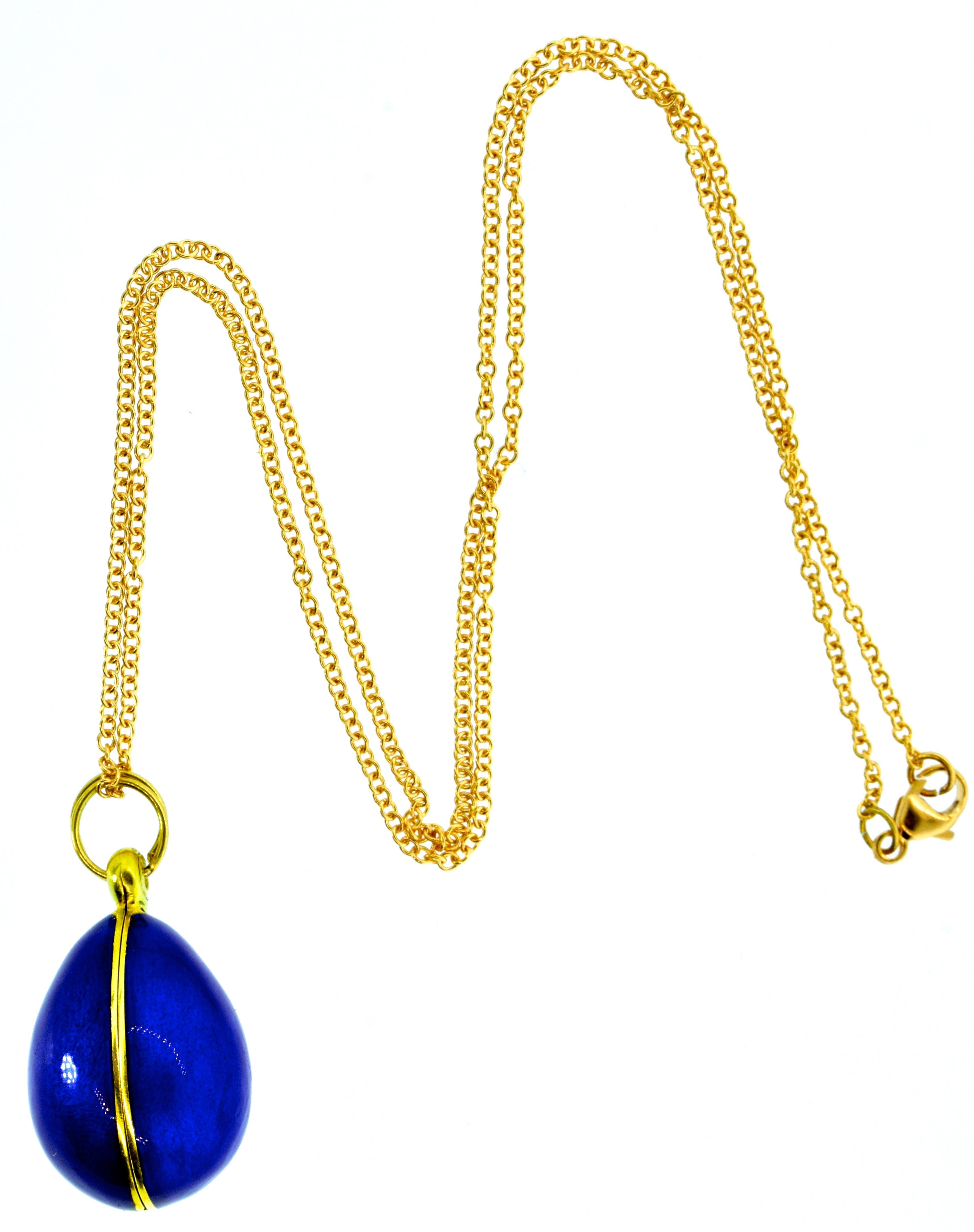 18 Karat Enamel Egg Locket Necklace at 1stDibs | egg locket pendant ...