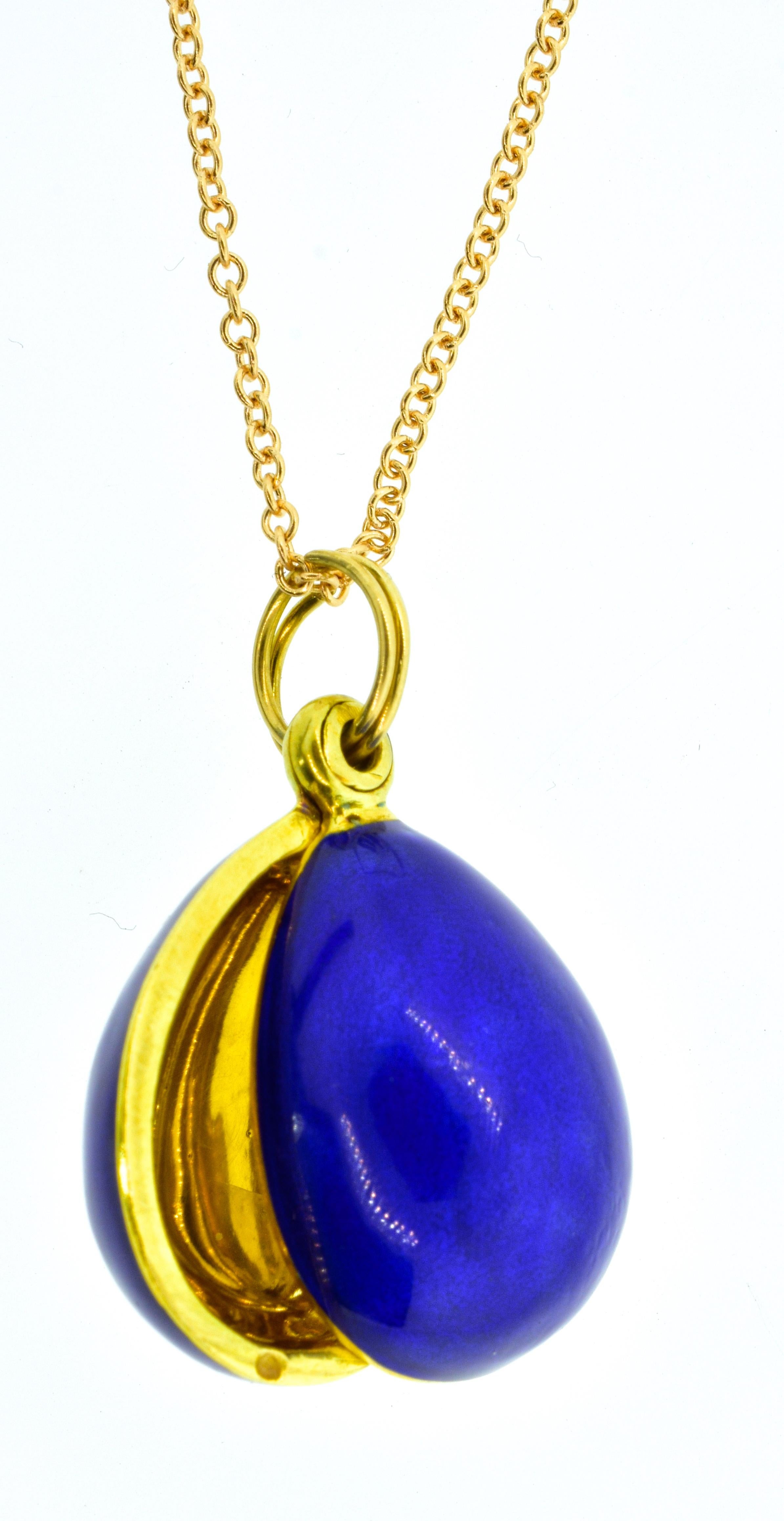 18 Karat Enamel Egg Locket Necklace at 1stDibs | egg locket pendant ...