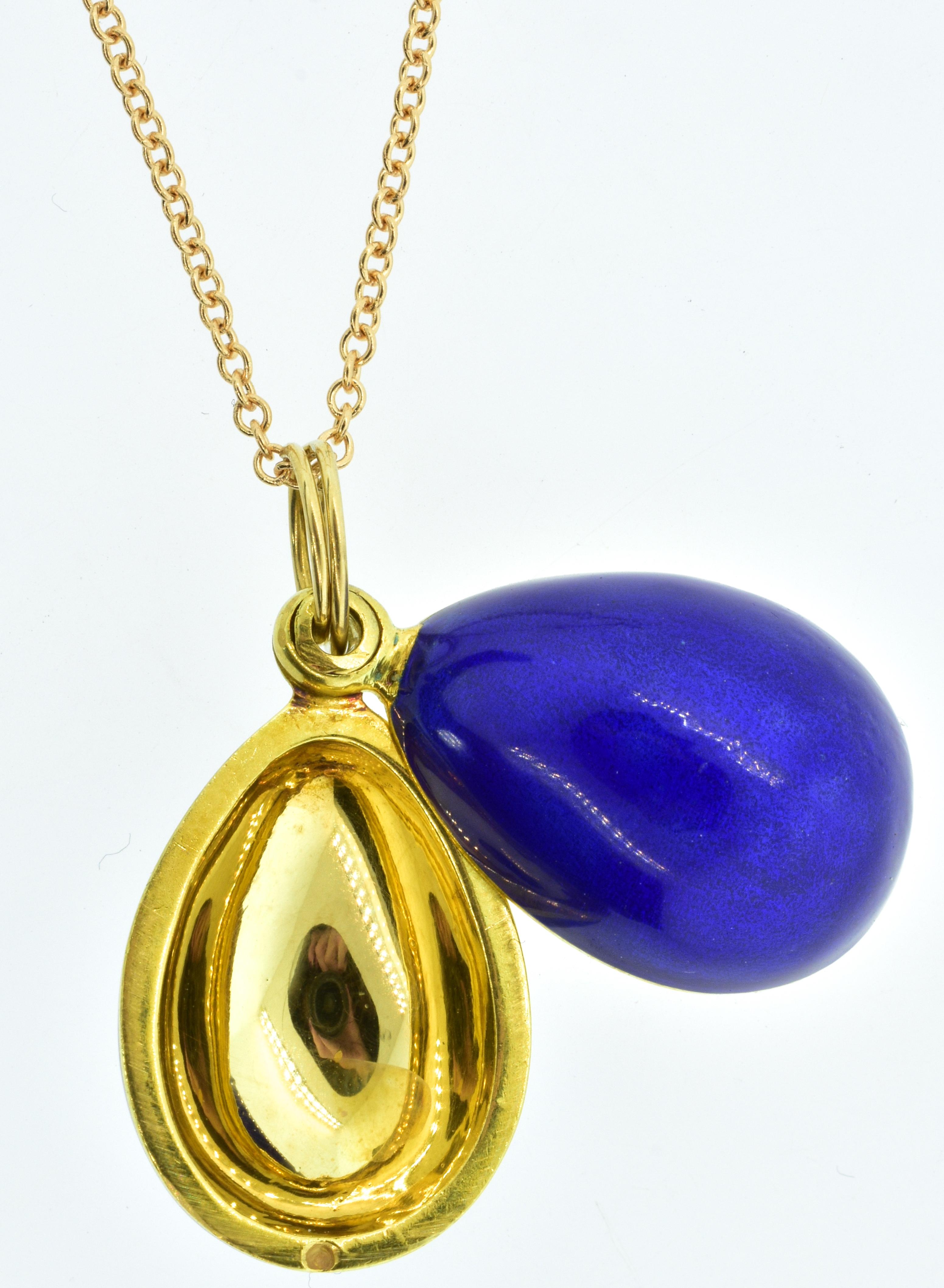 18 Karat Enamel Egg Locket Necklace at 1stDibs | egg locket pendant ...