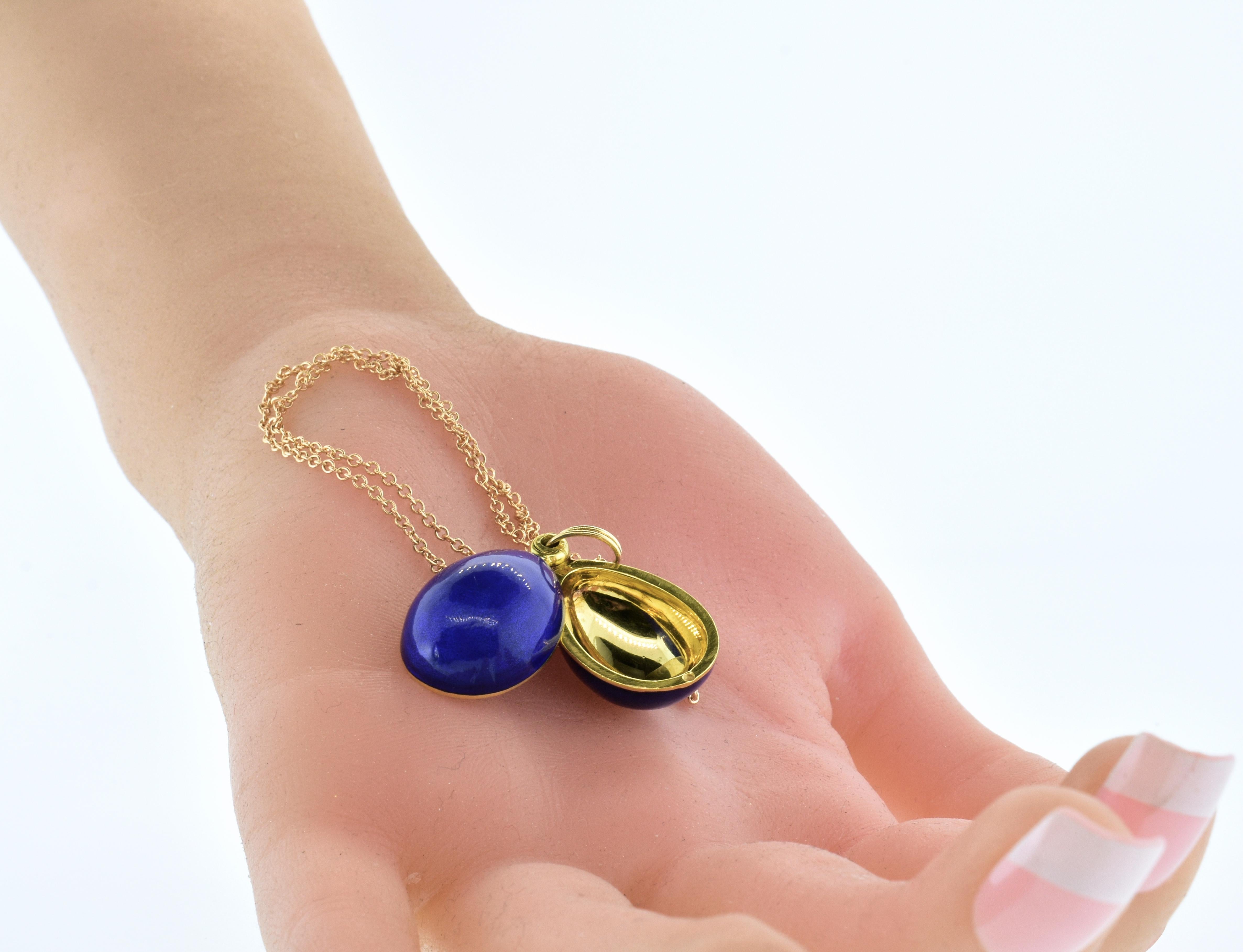 18 Karat Enamel Egg Locket Necklace at 1stDibs | egg locket pendant ...