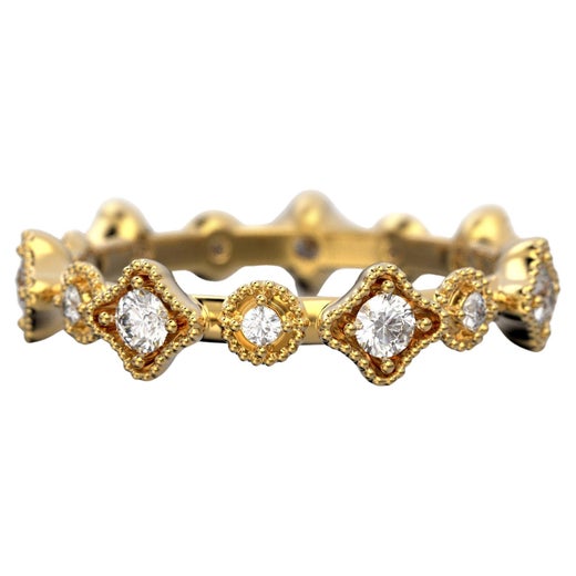 Customizable 14k Gold Italian Diamond Engagement Ring with Baroque ...