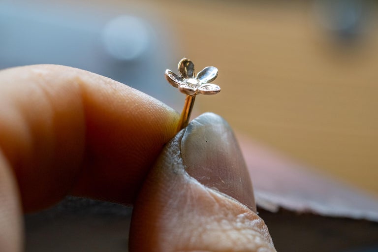 18K Fairmined Gold and Silver, Canadamark Diamonds, Handmade, Flower ...