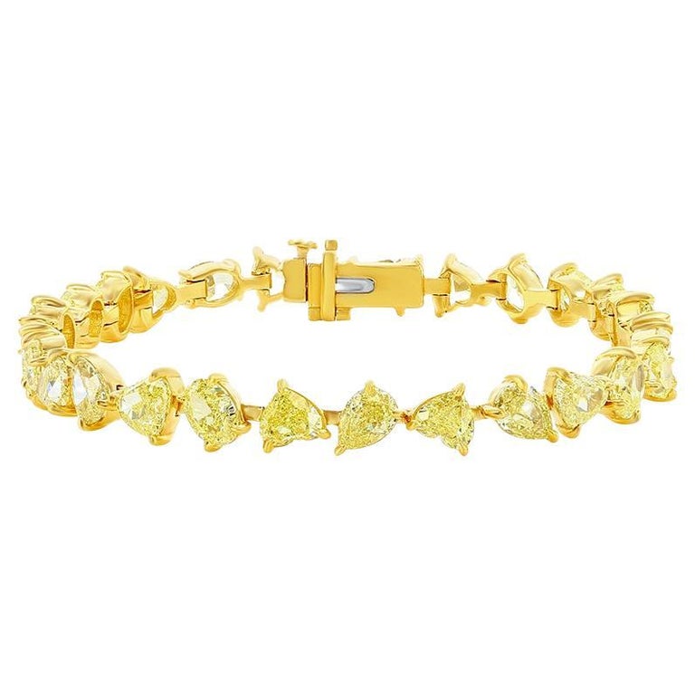 18K Fancy Yellow Diamond Tennis Bracelet 15 Carats For Sale at 1stDibs
