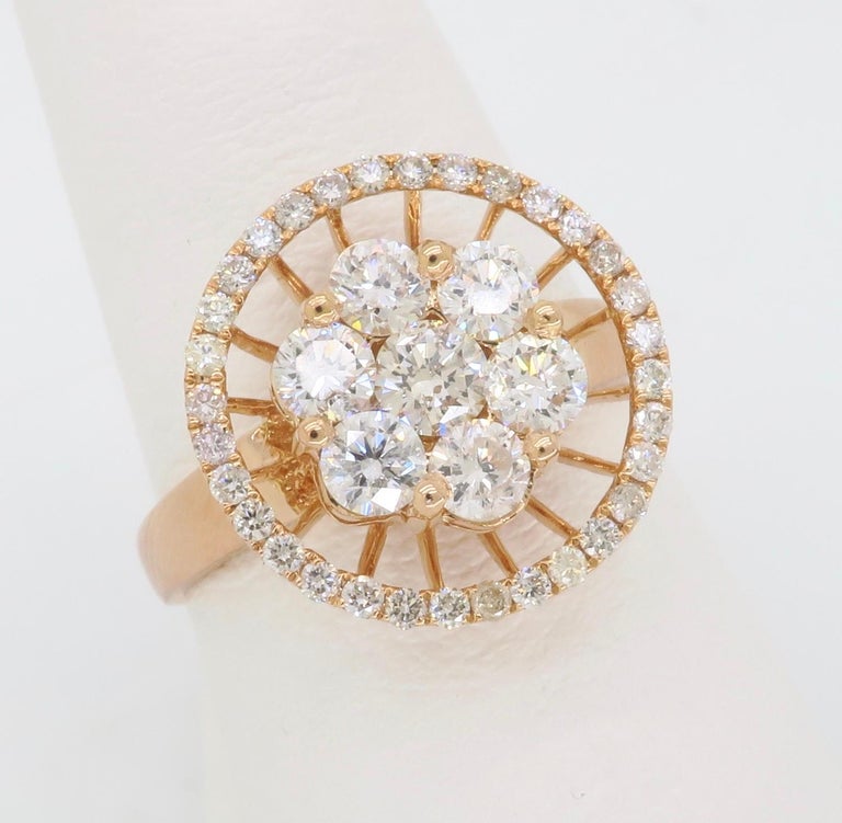 18k Floral Design Diamond Ring For Sale at 1stDibs