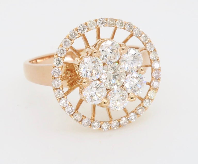 18k Floral Design Diamond Ring For Sale at 1stDibs