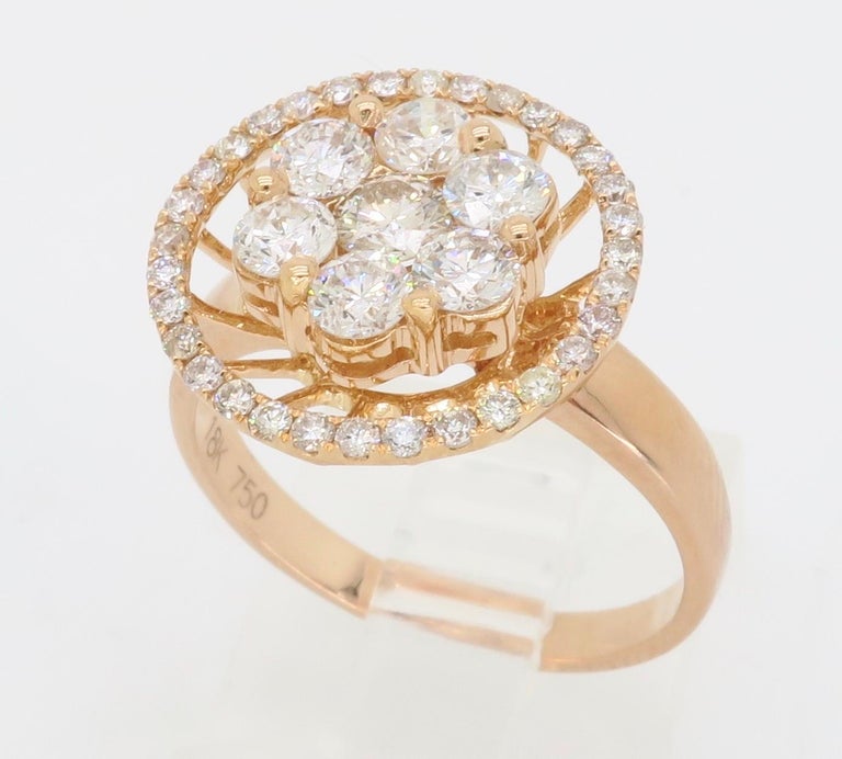18k Floral Design Diamond Ring For Sale at 1stDibs
