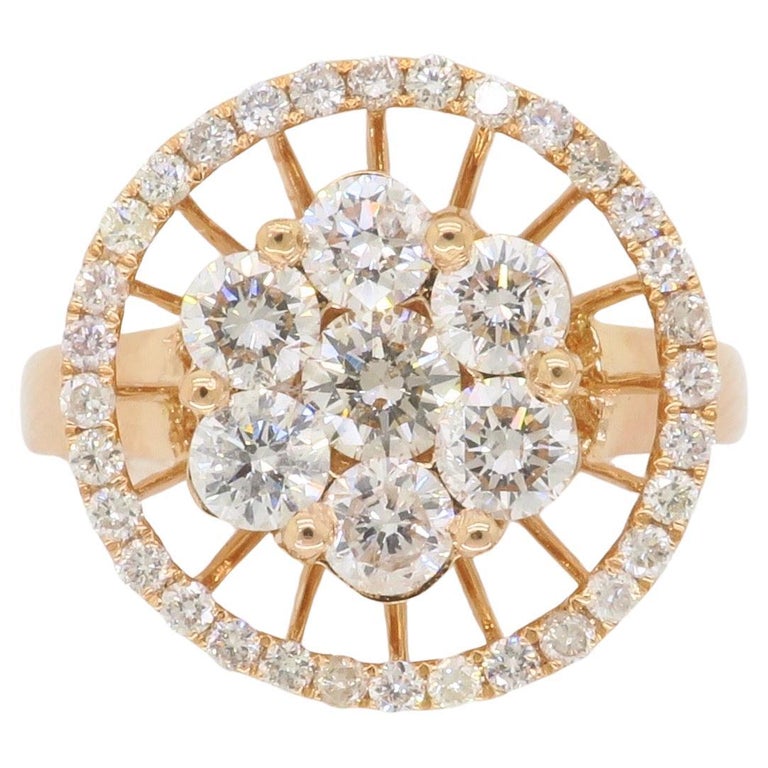 18k Floral Design Diamond Ring For Sale at 1stDibs
