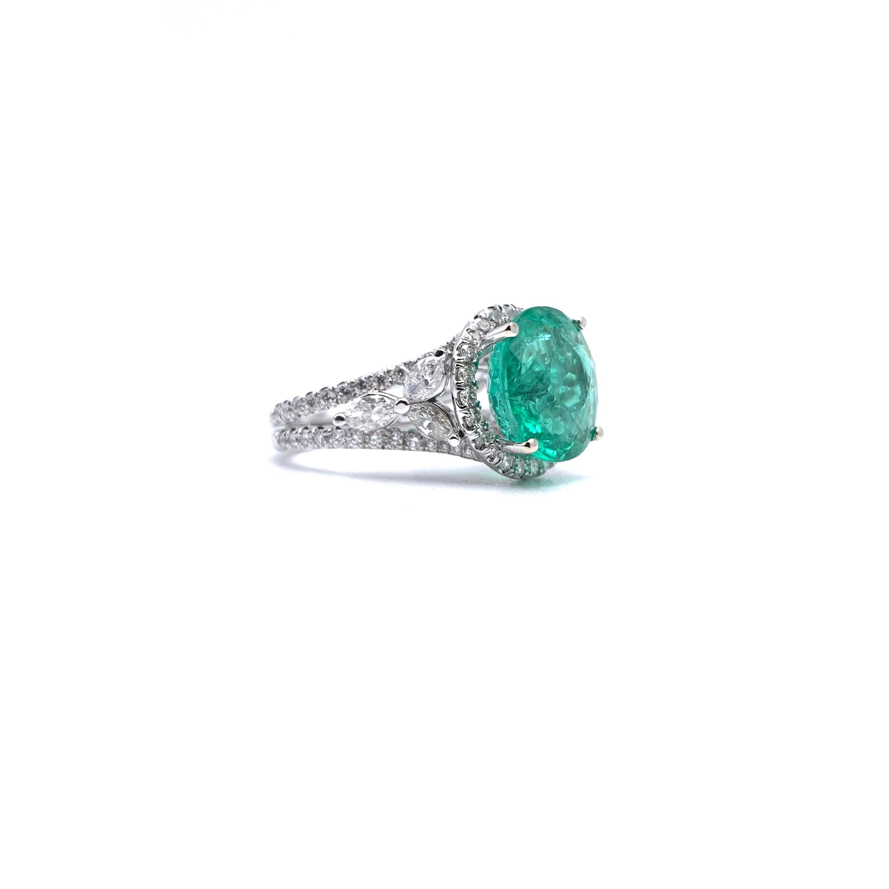 18K GIA Certified 6 CT Mozambique Paraiba Tourmaline and Diamond Ring ...